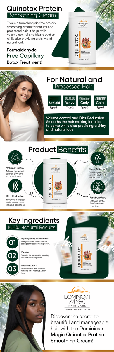 Dominican Magic Quinotox Protein Smoothing Cream, Quinoa Hair Botox, V ...